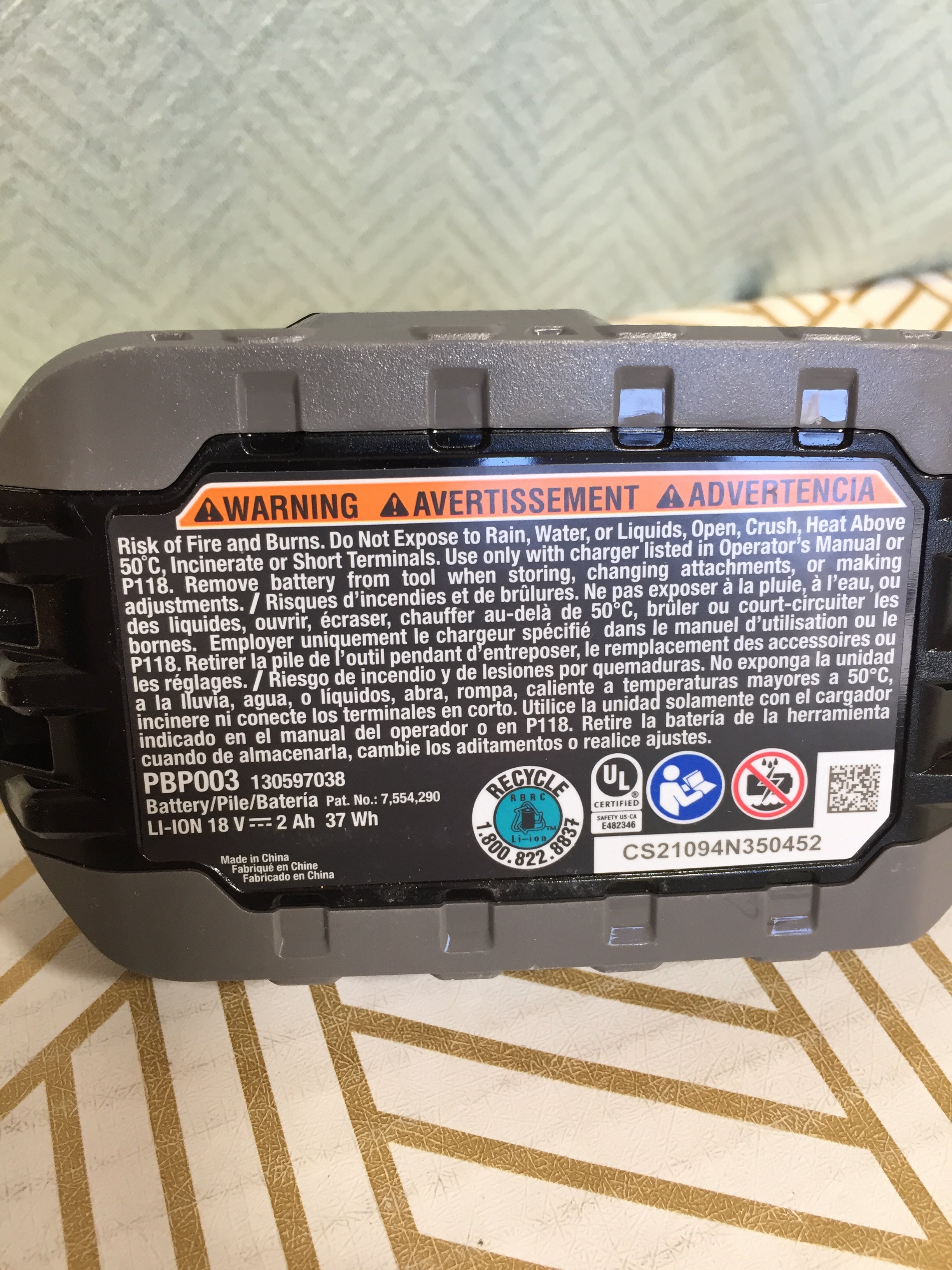 Genuine RYOBI PBP003 18V 2Ah Battery Pack *TESTED*