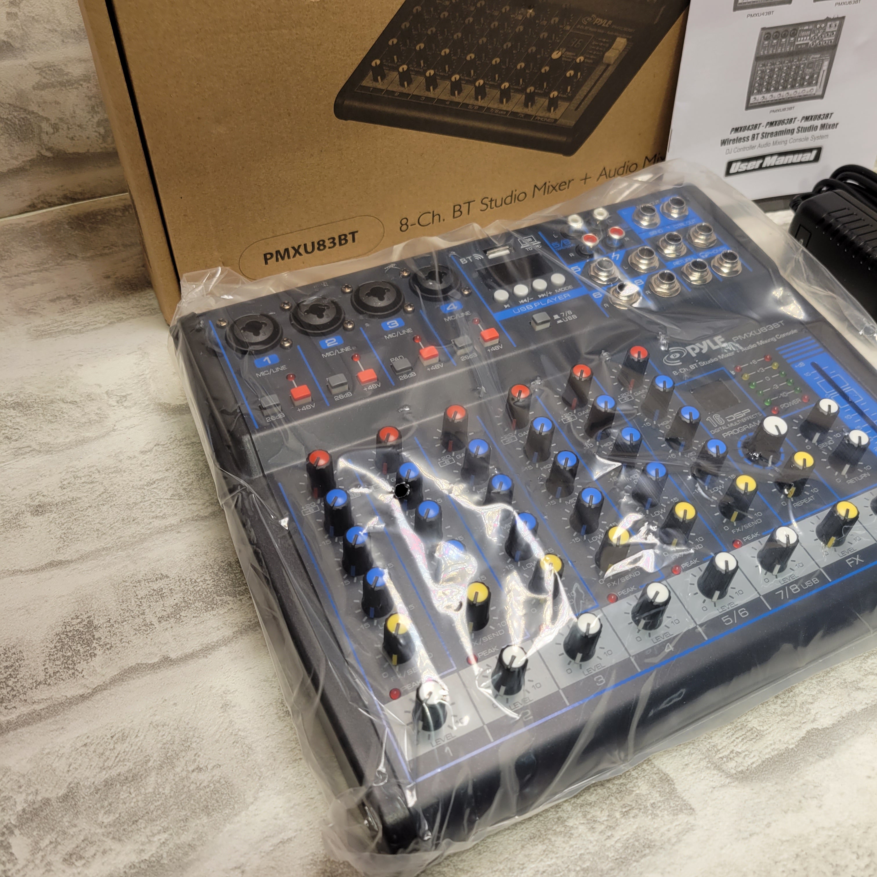 Professional Audio Mixer Sound Board Console PMXU83BT, Black