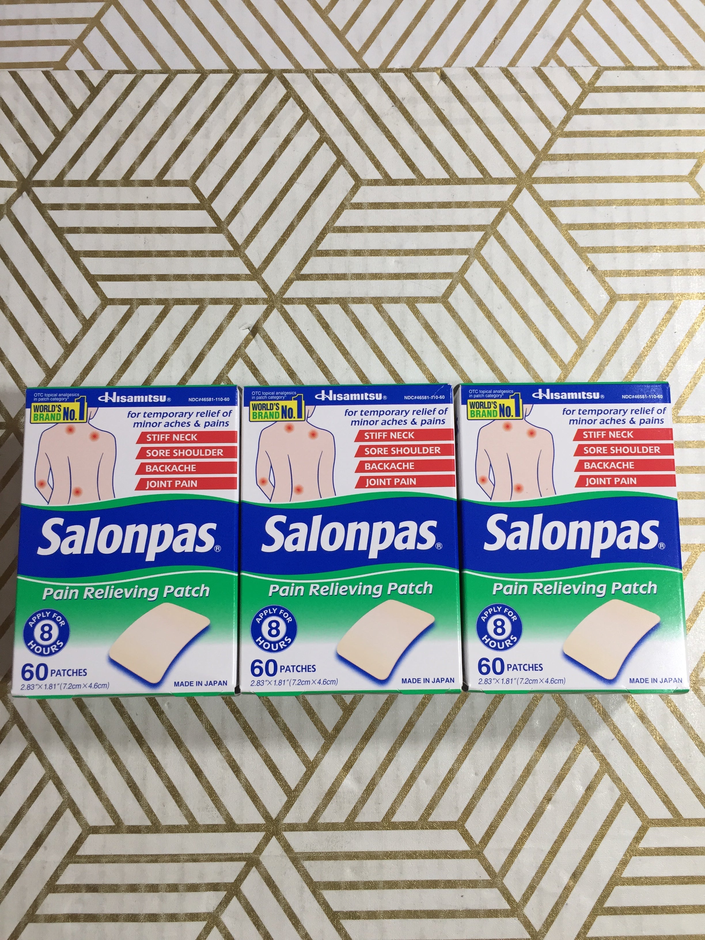 Salonpas Pain Relieving Patch - 60 Count/Box *BUNDLE OF 3 BOXES*