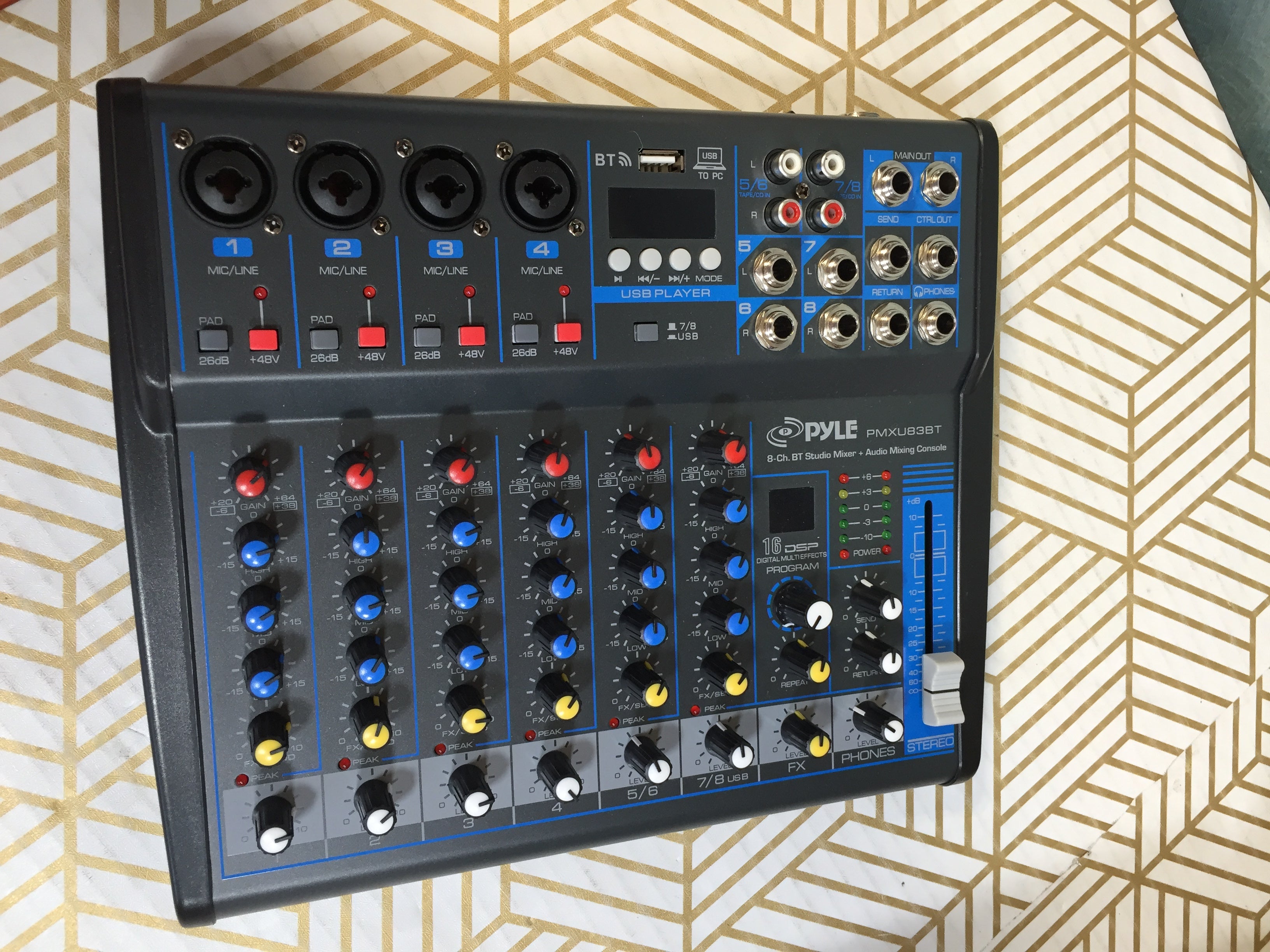 PYLE Professional Audio Mixer Sound Board Console 8 Channel Digital PM