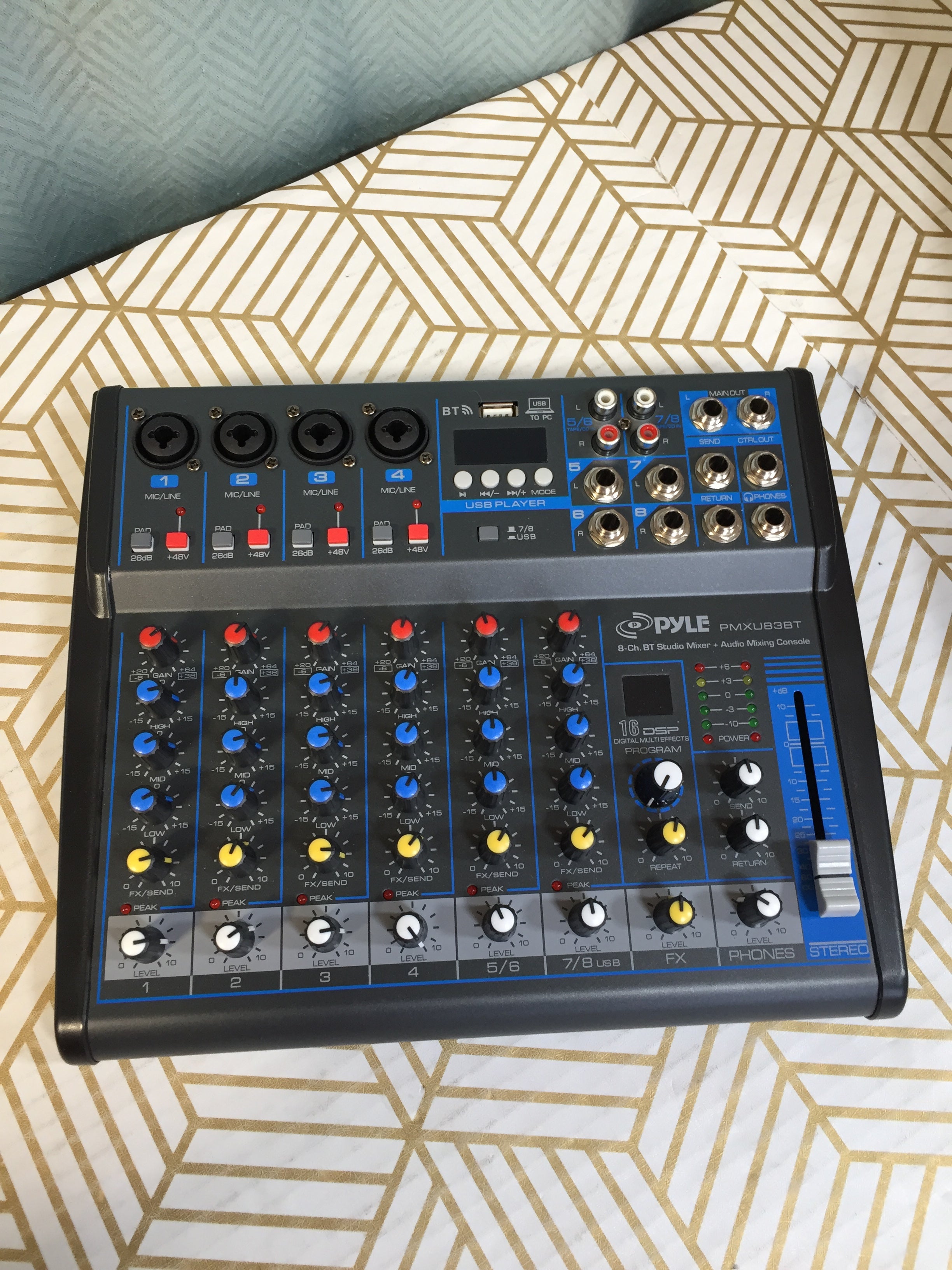 PYLE Professional Audio Mixer Sound Board Console 8 Channel Digital PM