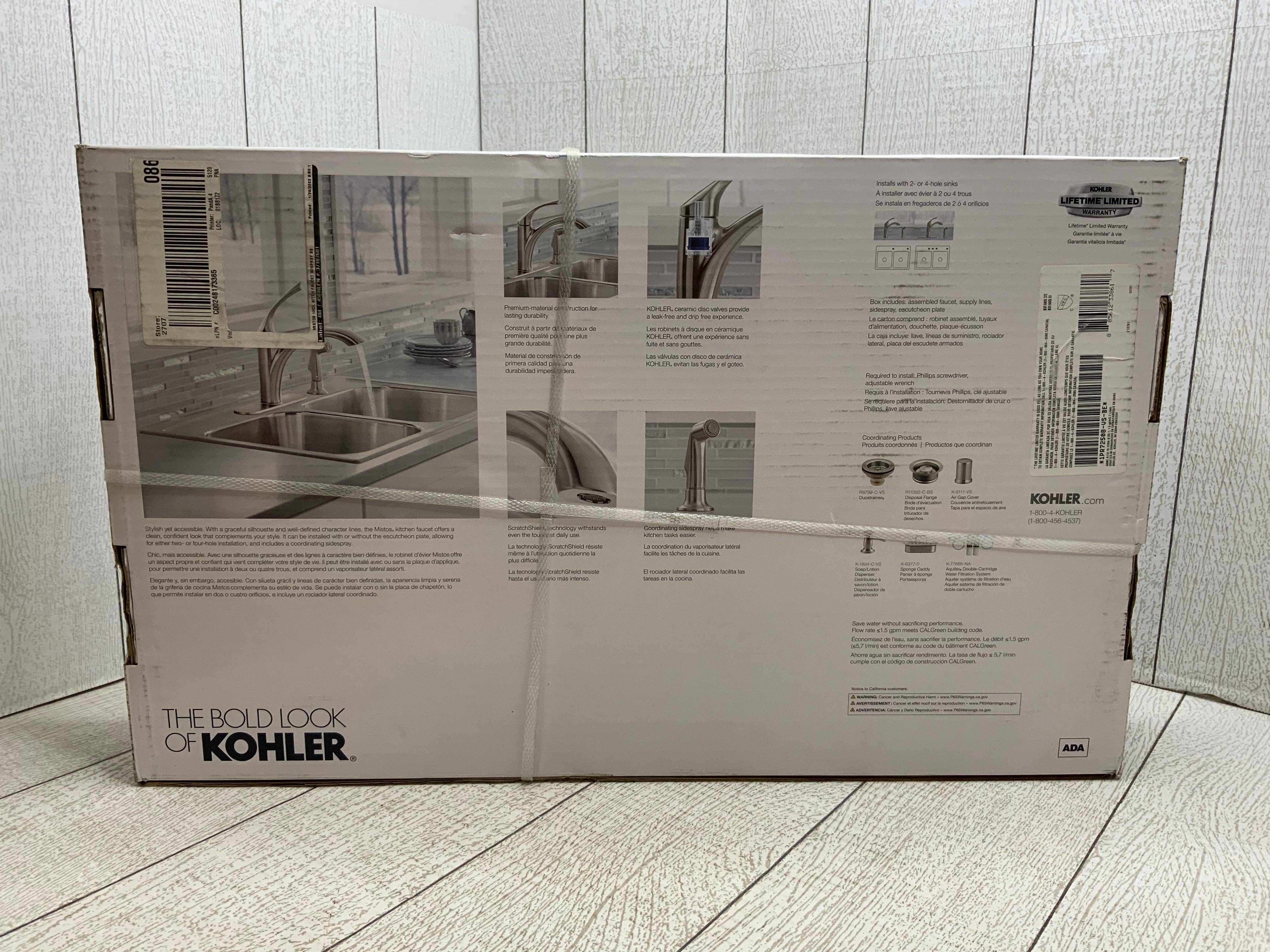KOHLER Mistos Single-Handle Standard Kitchen Faucet with Side Sprayer