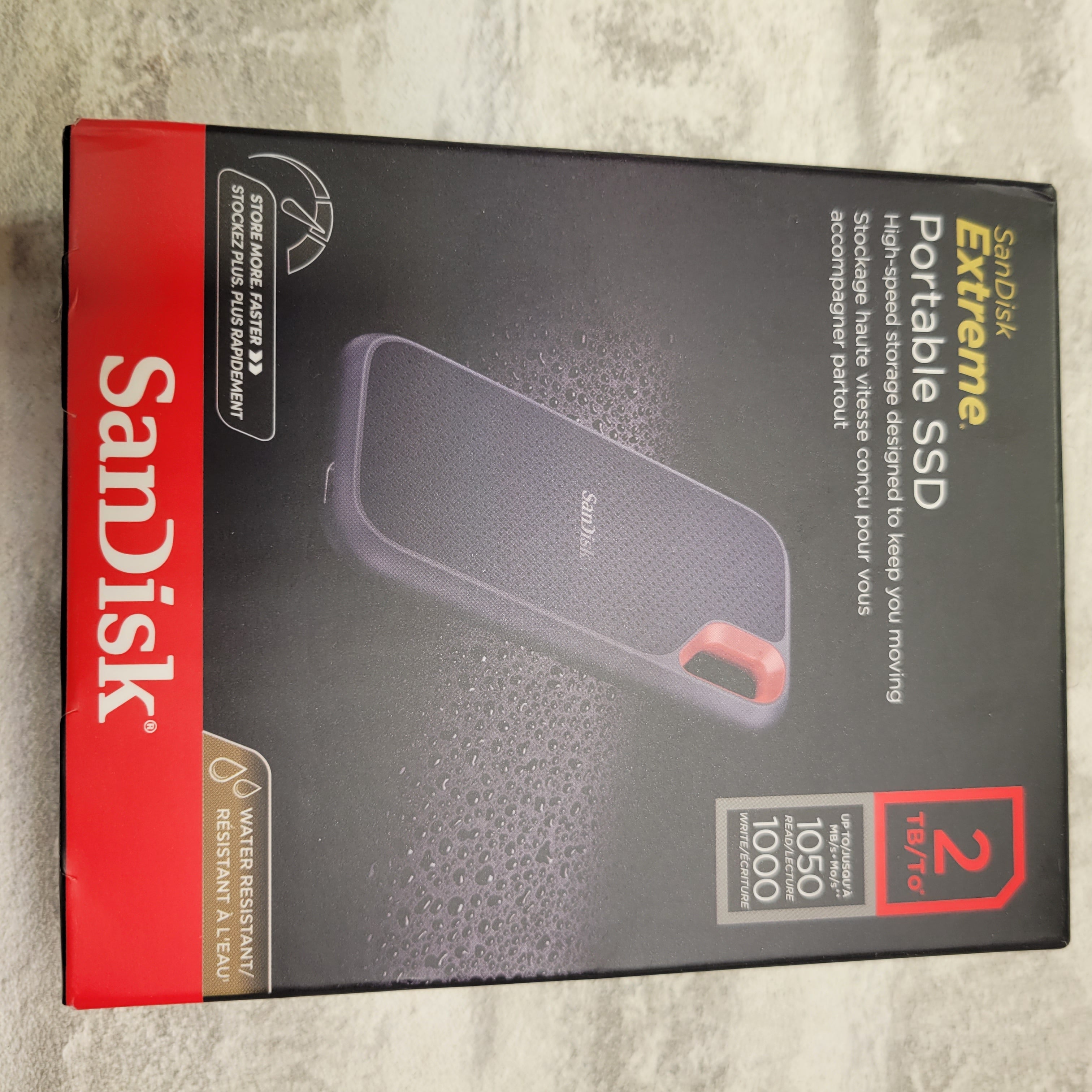 SanDisk 2TB Extreme Portable SSD 1050MB/s USB-C, USB 3.2 Gen 2 SDSSDE6