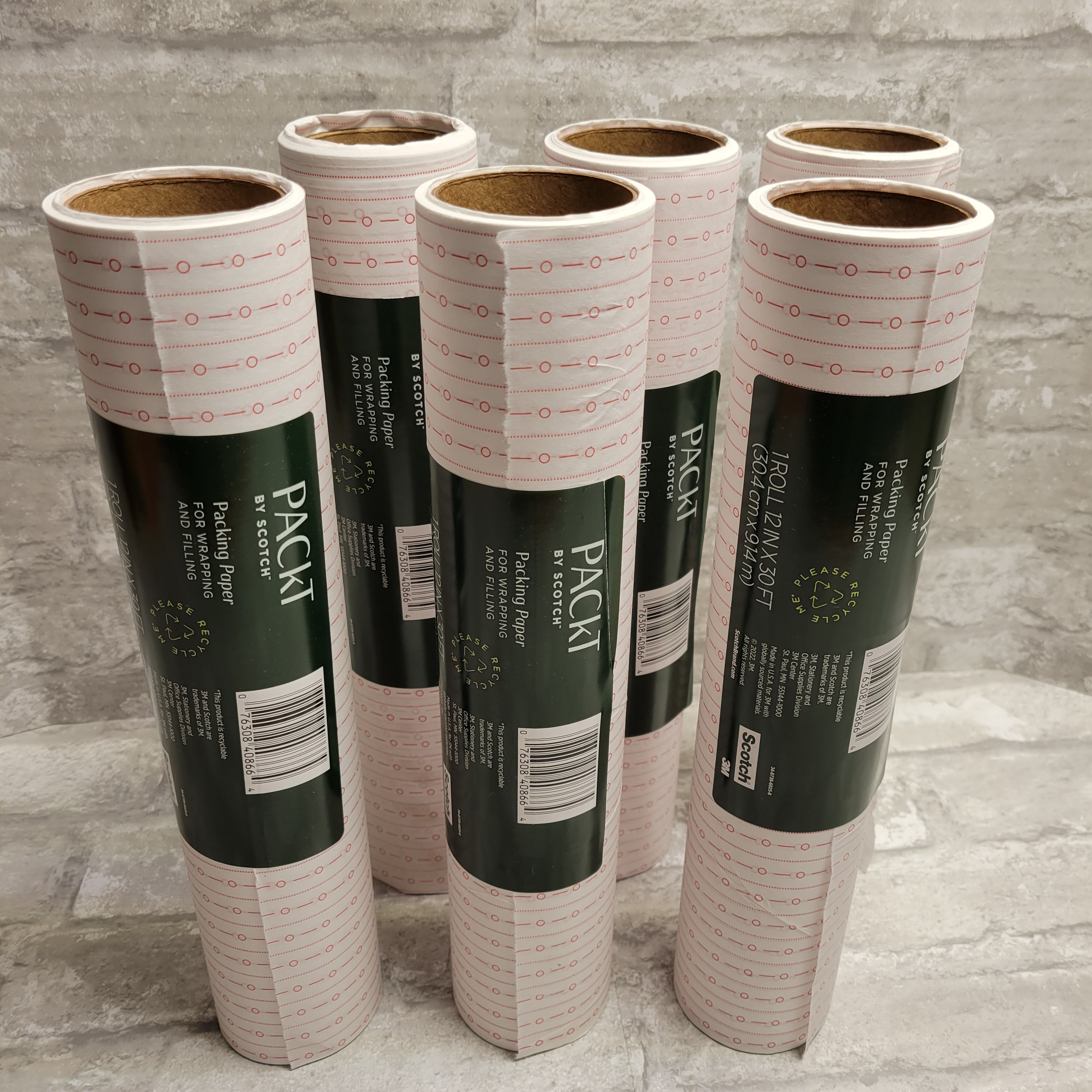 Scotch Packing Paper, Packt, Lot of 6 rolls 12" x 30' each