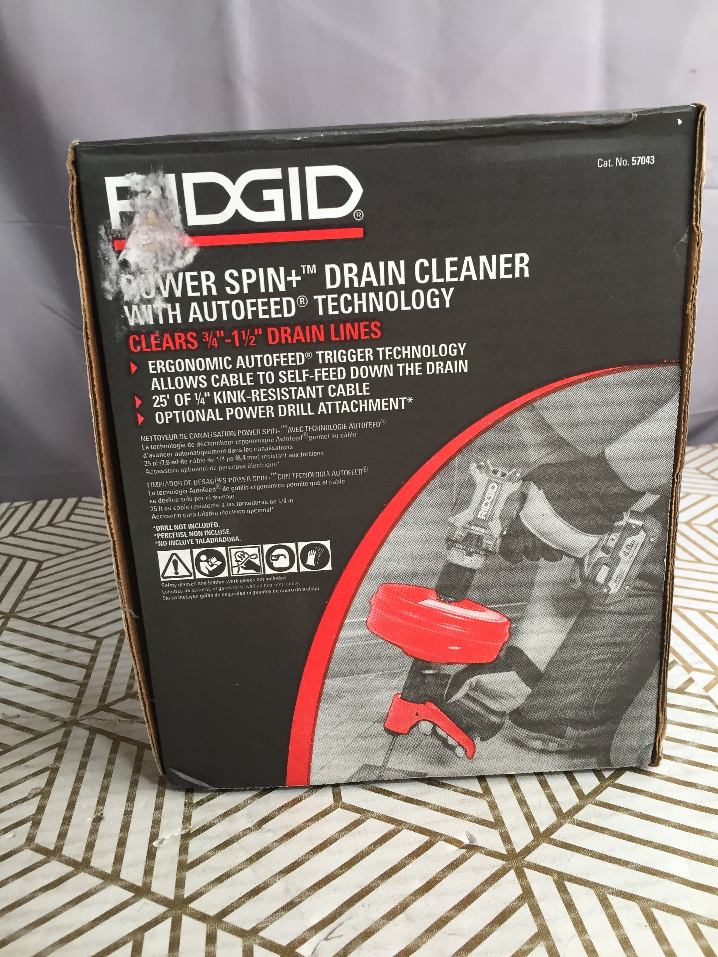 RIDGID 57043 Power Spin+ 1/4" x 25' Drain Cleaning Machine Snake Auger