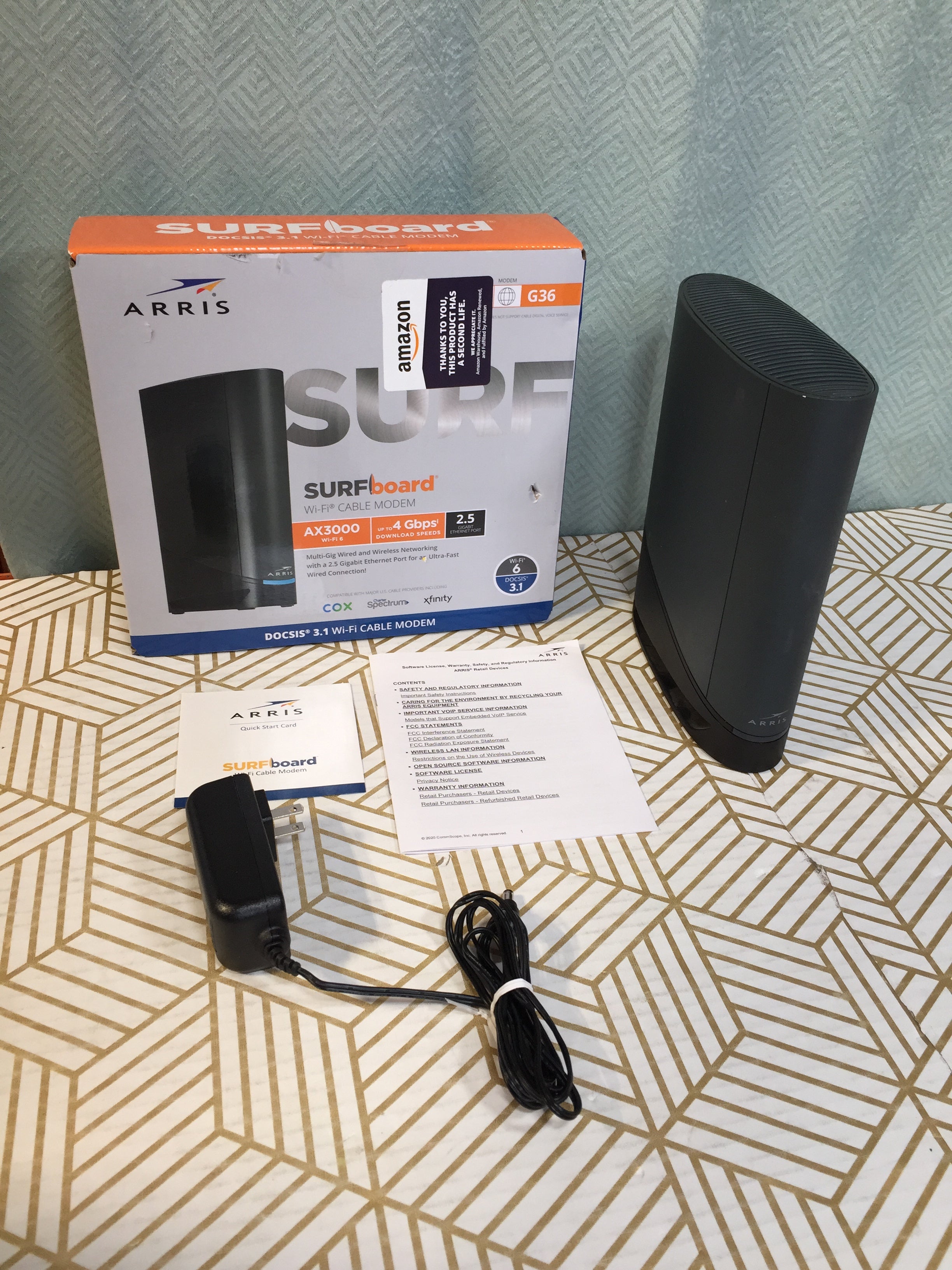 ARRIS Surfboard G36 DOCSIS 3.1 Multi-Gigabit Cable Modem & AX3000 Wi-F